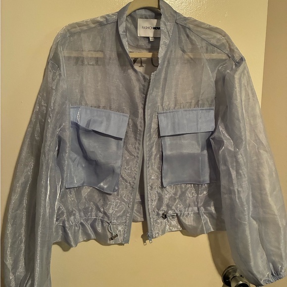 Fashion Nova | Jackets & Coats | Fashion Nova Sheer Blue Jacket | Poshmark
